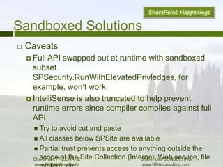 Custom SharePoint 2010 solutions without server access | PPT