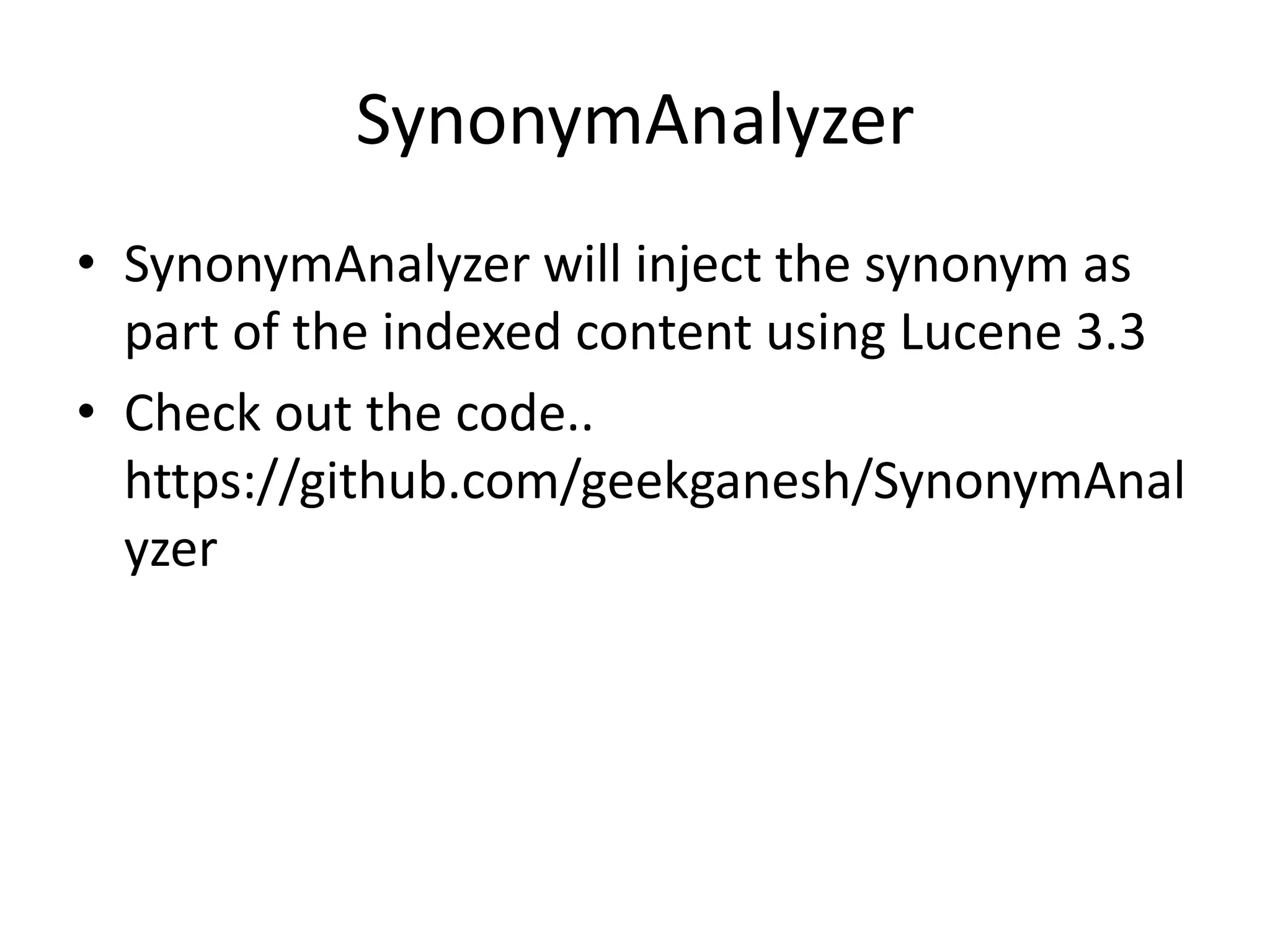 Custom Analyzer Using Lucene Ppt