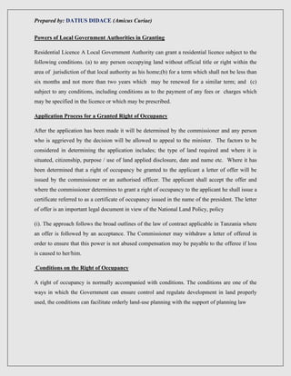 Customary and granted land right of occupancy by datius didace | PDF