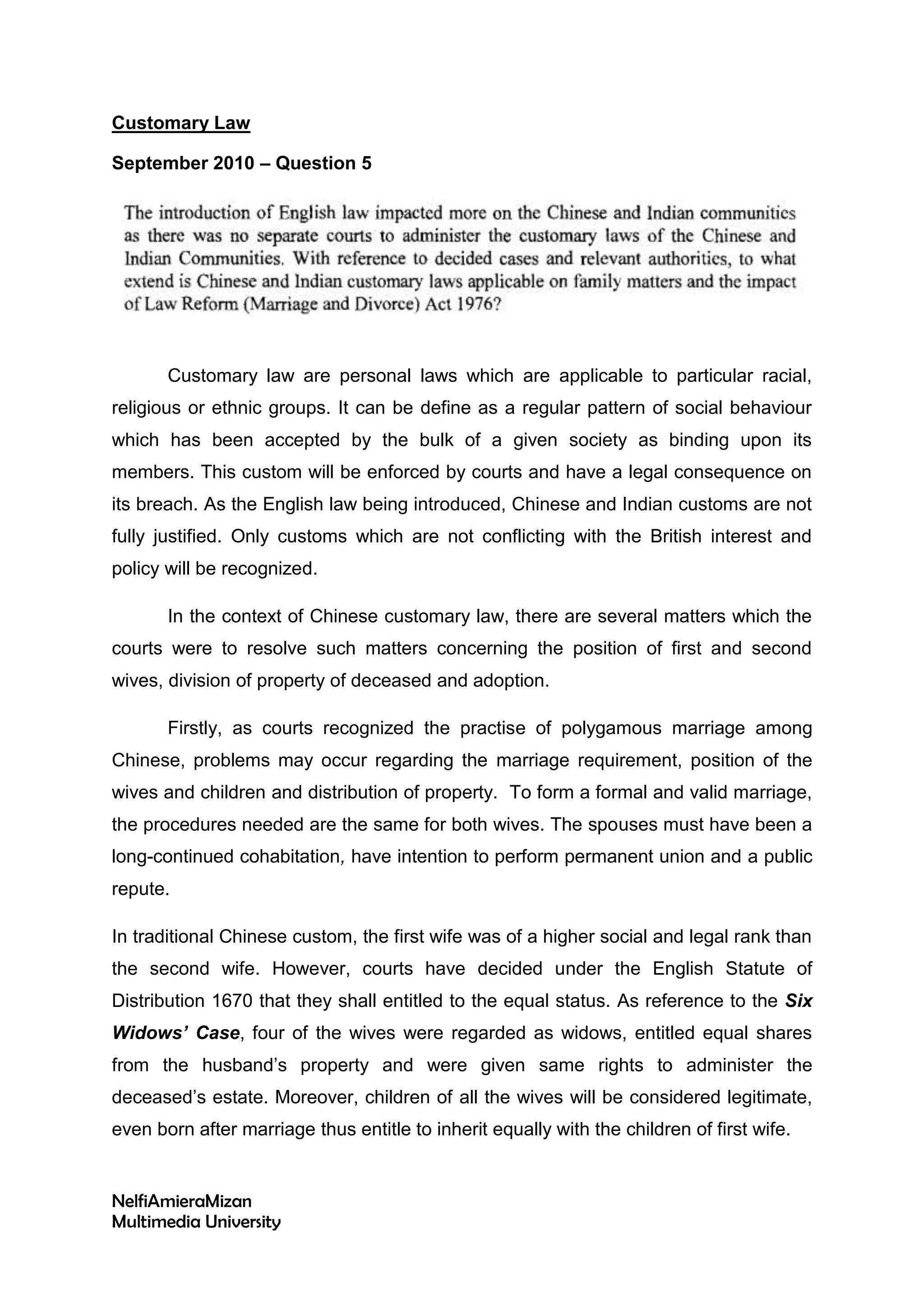 Customary law 1 | DOCX