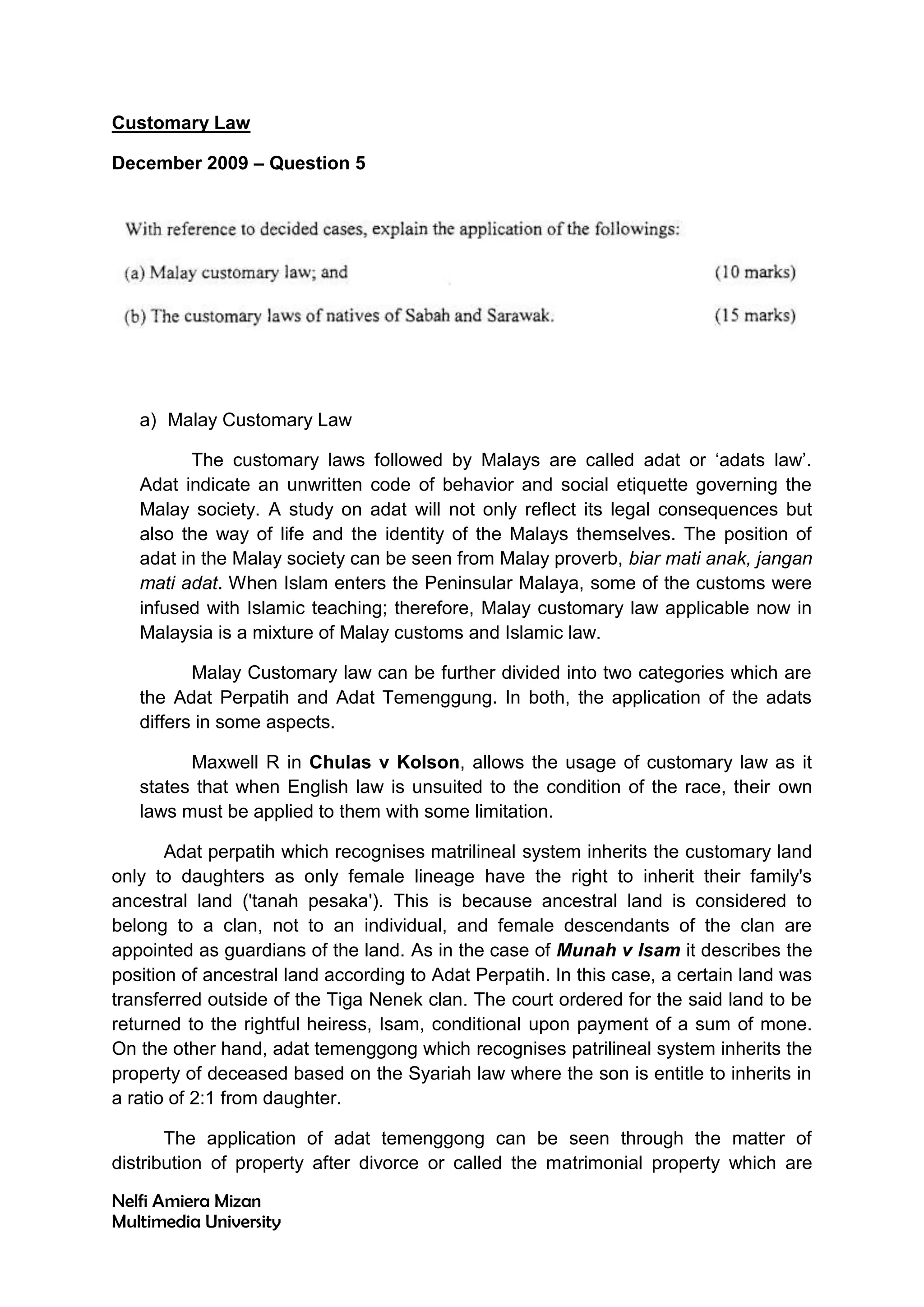 Customary law 2 | DOCX