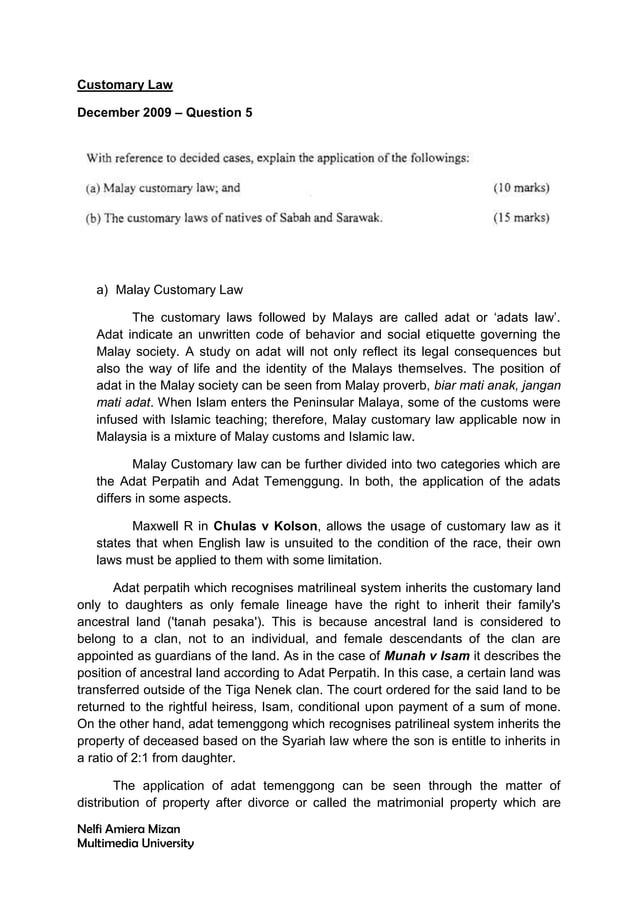 Customary law 2 | PDF