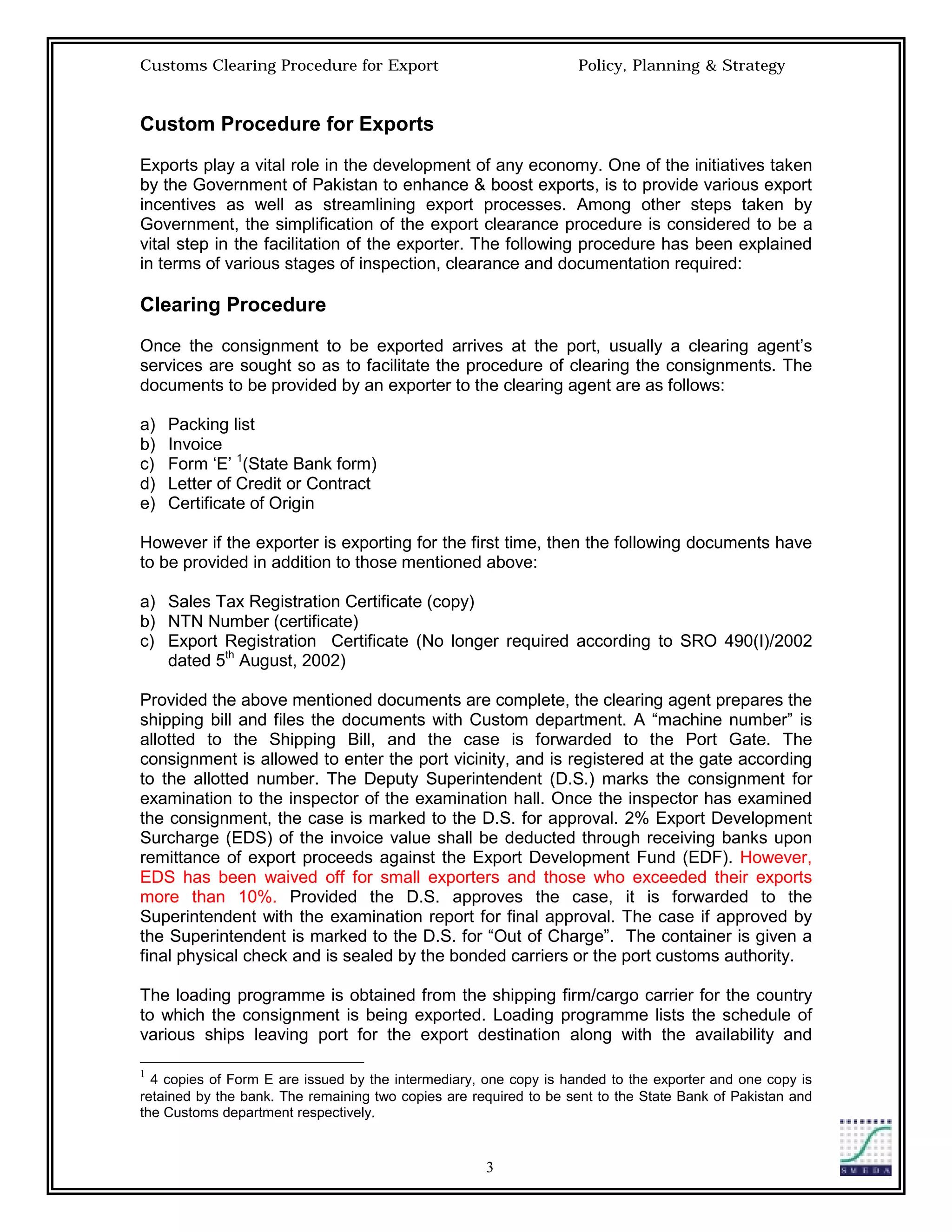 Custom clearance procedure for export | PDF