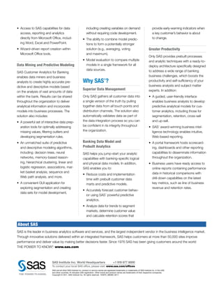 SAS® Customer Analytics for Banking | PDF | Databases | Computer Software and Applications