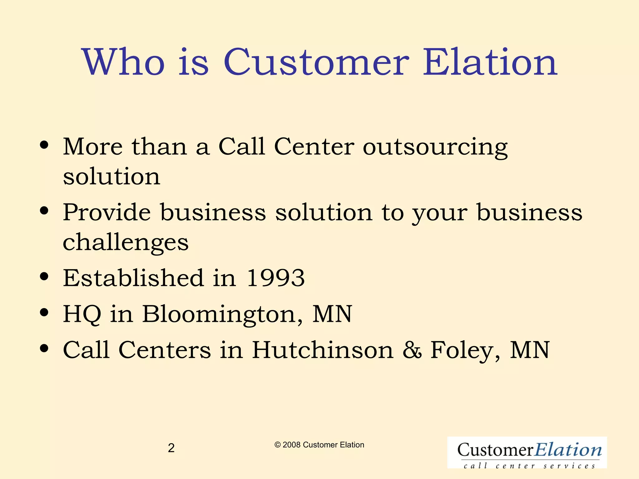 Customer Elation Ppt Overview | PPT