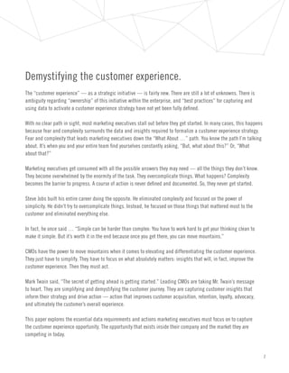 Customer Experience. Why CMOs Must Simplify, Then Act. How to identify ...