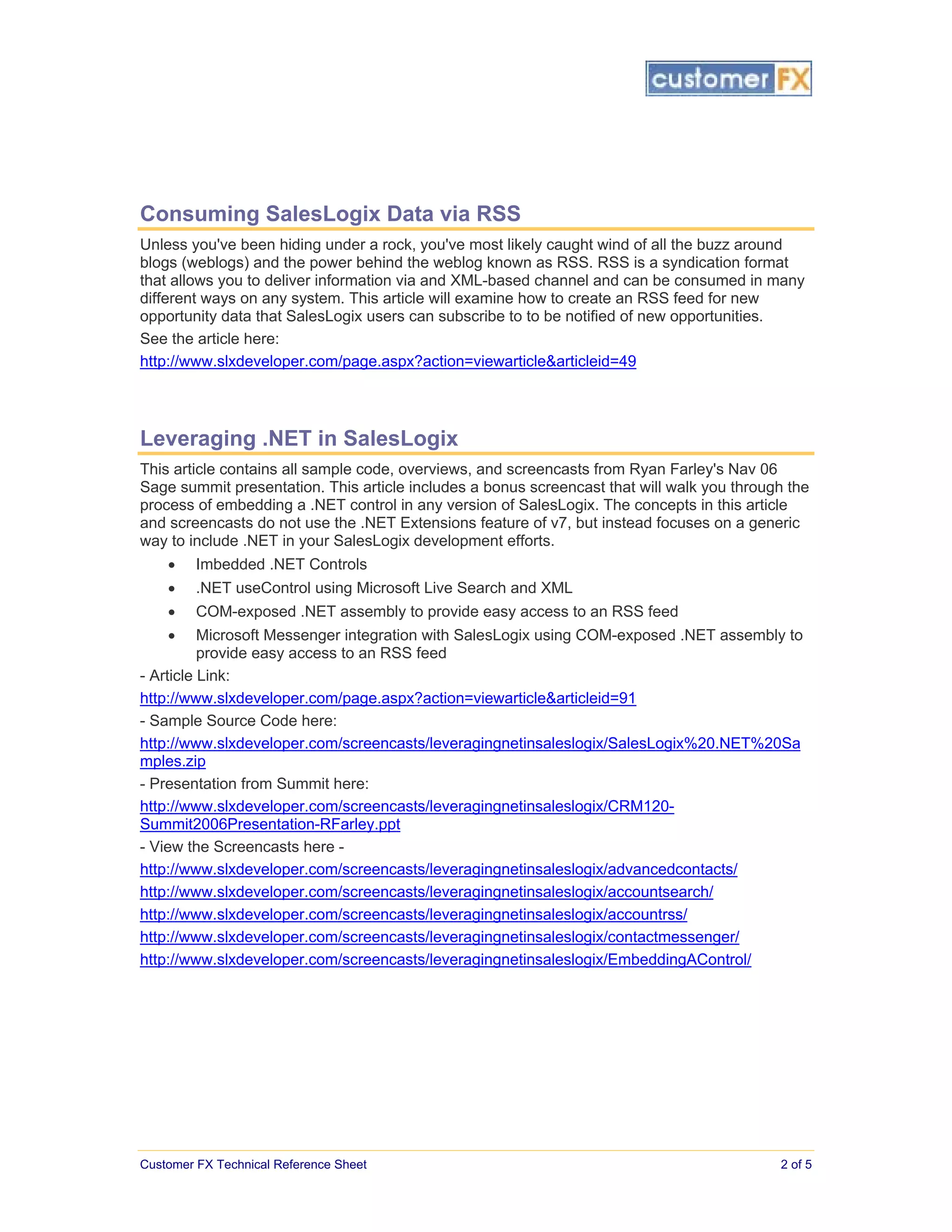 Customer FX Technical Reference Sheet | PPT