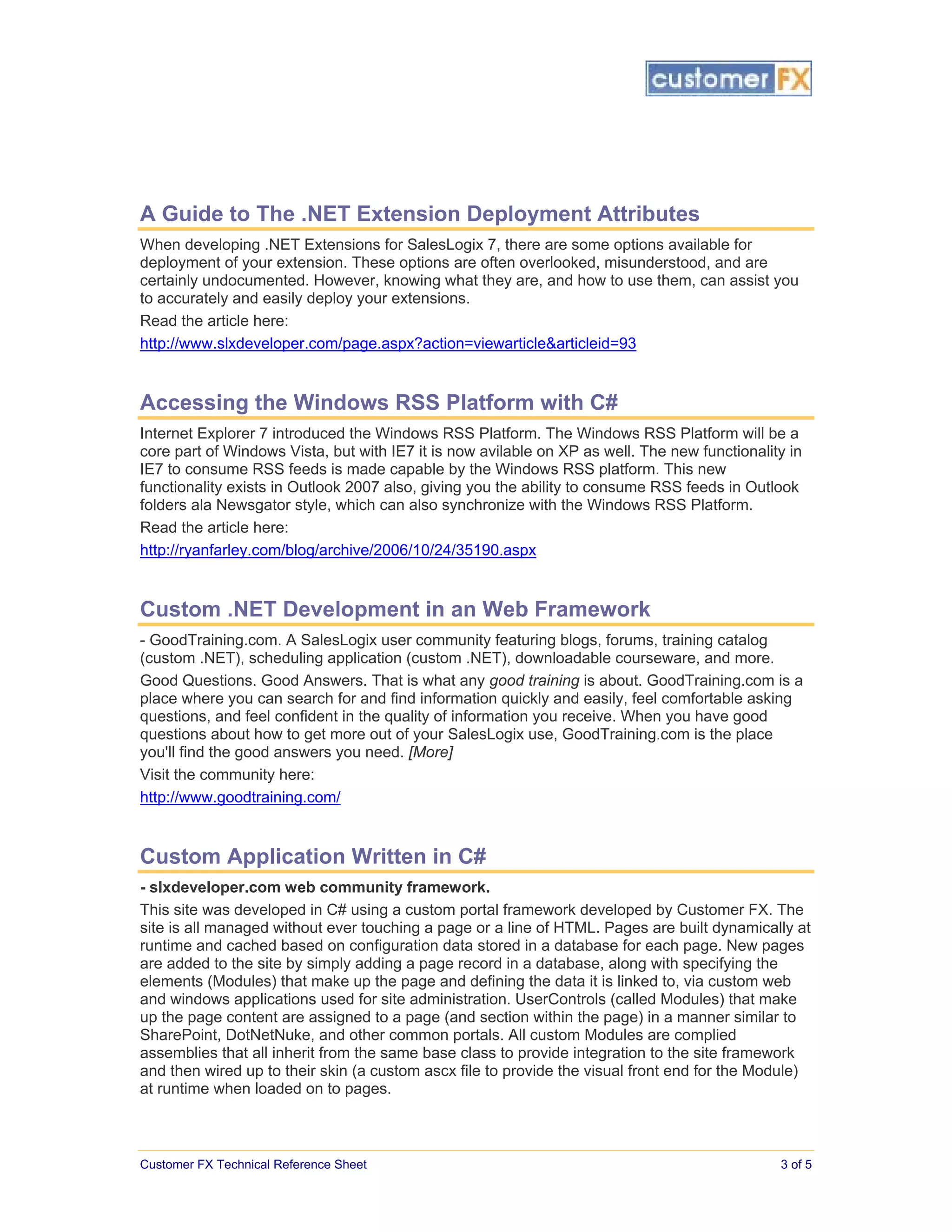 Customer FX Technical Reference Sheet | PPT