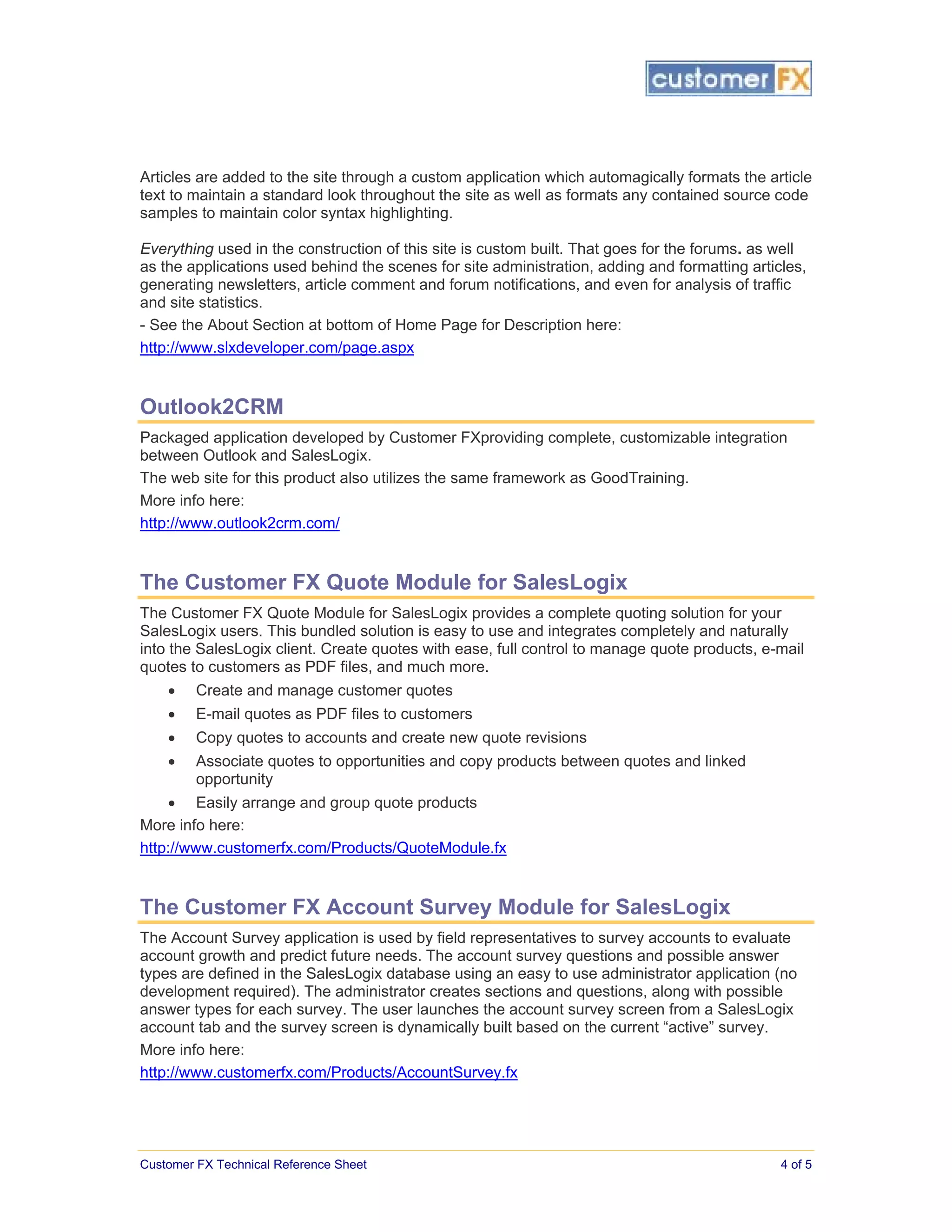 Customer FX Technical Reference Sheet | PPT