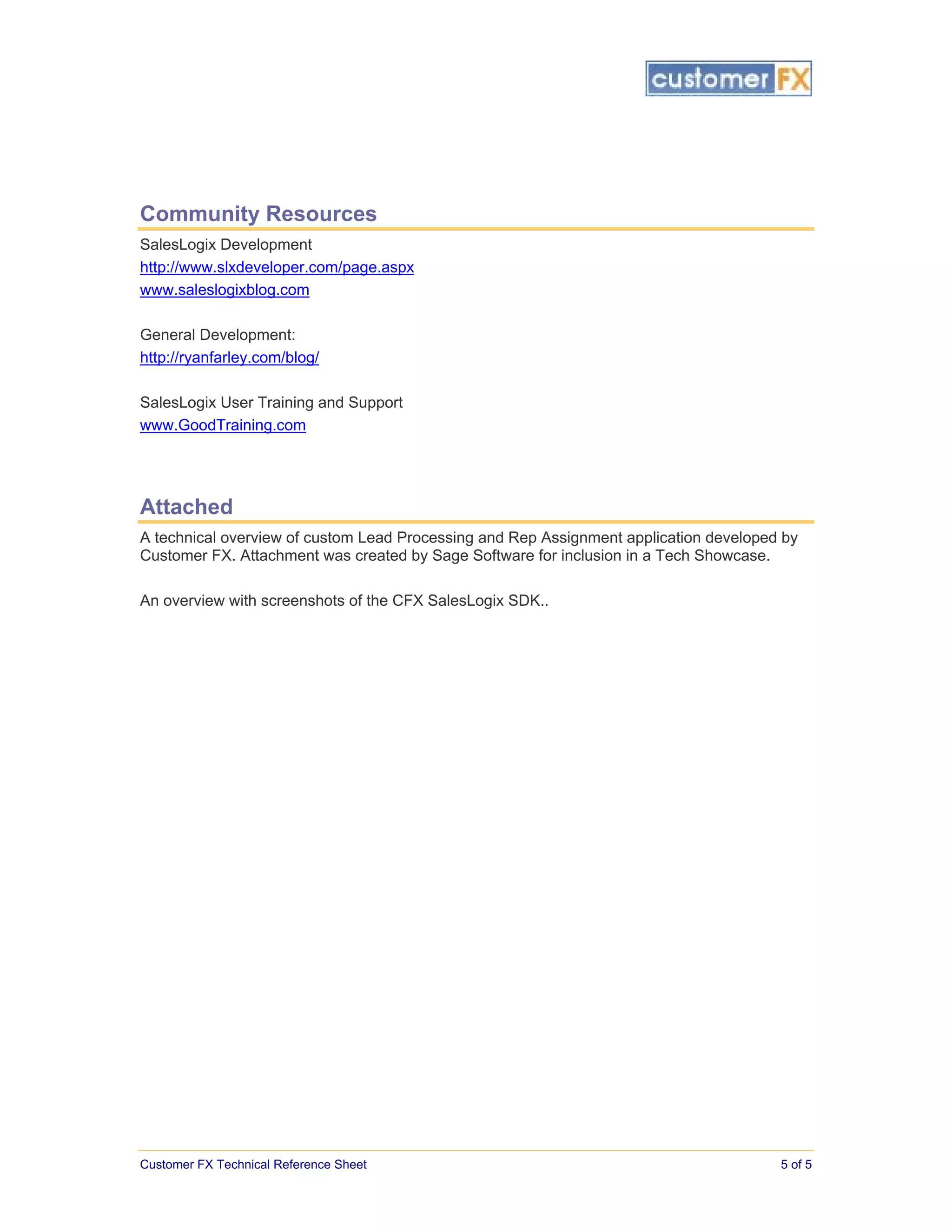 Customer FX Technical Reference Sheet | PPT