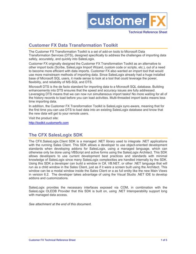 Customer FX Technical Reference Sheet | PPT