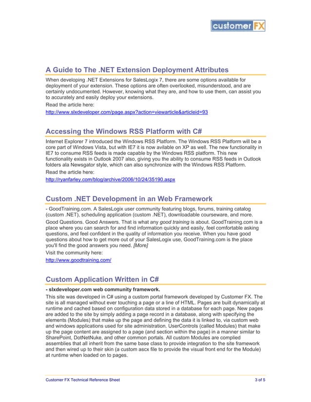 Customer FX Technical Reference Sheet | PPT