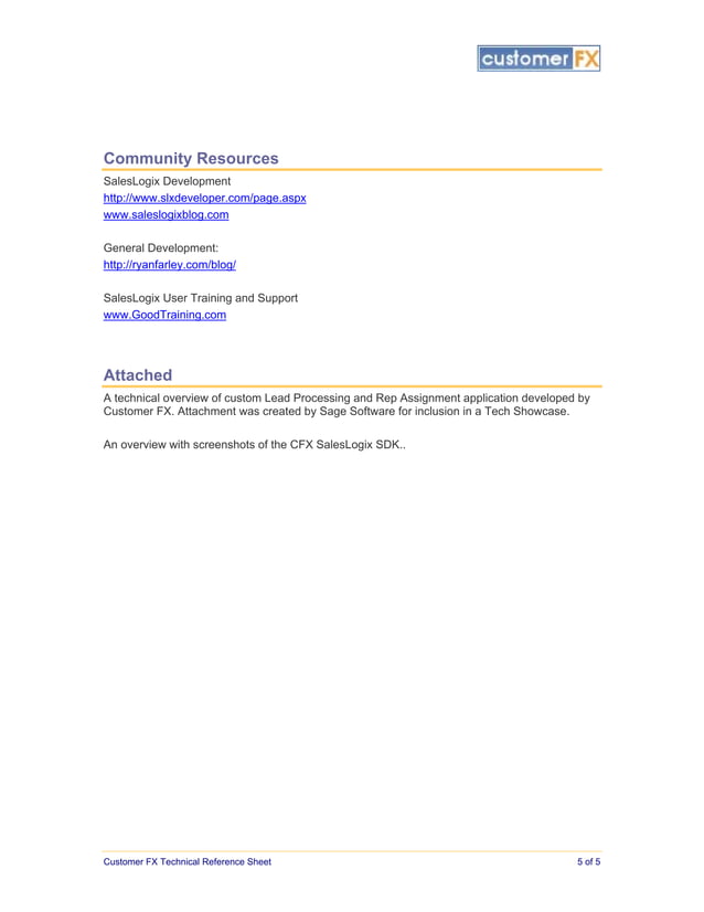 Customer FX Technical Reference Sheet | PPT