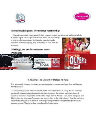 Customer Relationship Management Of Olpers Milk Of Engro Foods Ltd ...