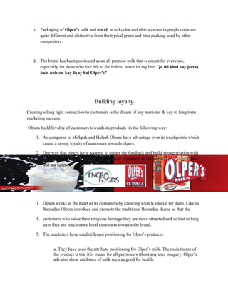 Customer Relationship Management Of Olpers Milk Of Engro Foods Ltd ...