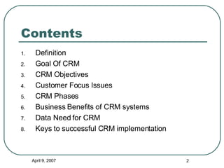 Customer Relationship Management !!! CRM | PPT