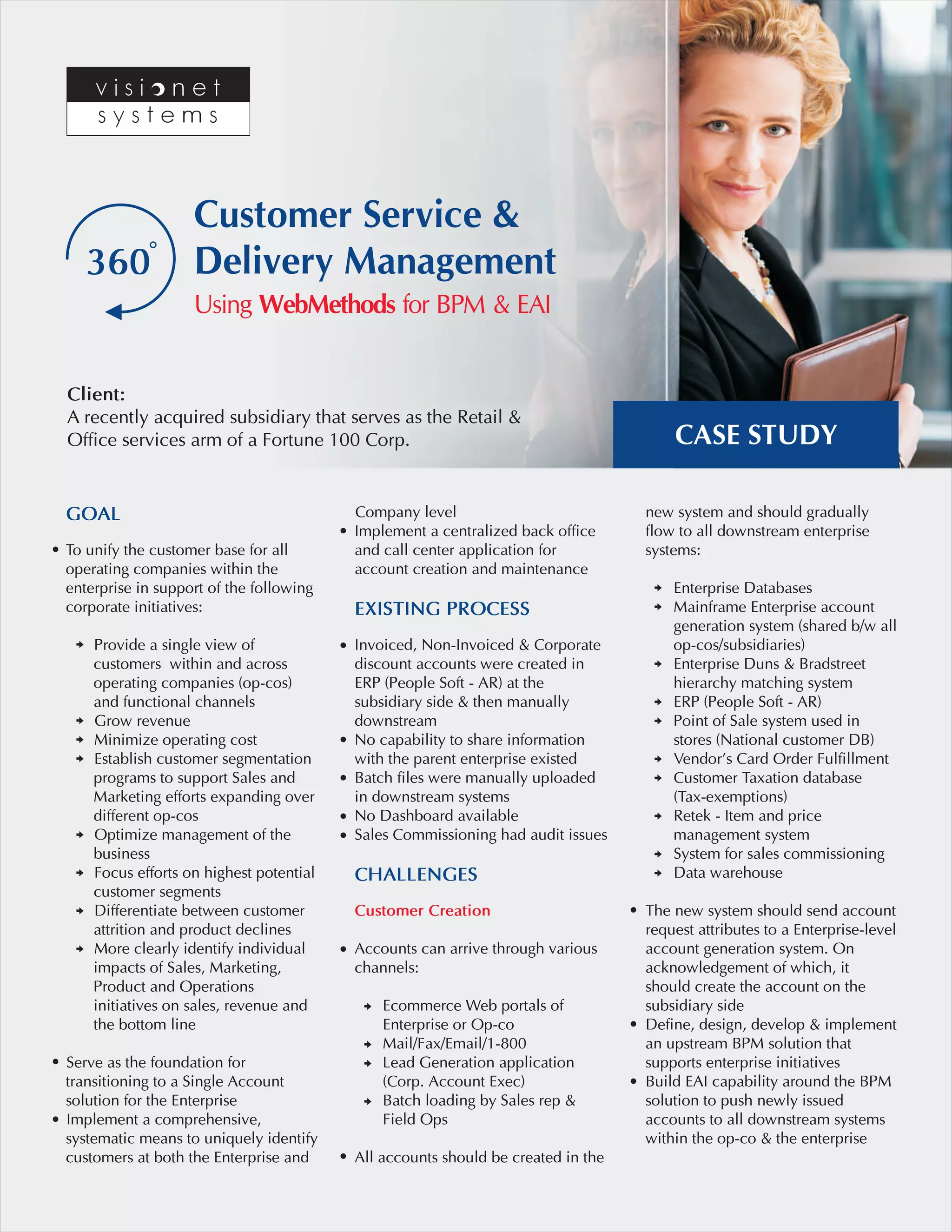 Customer Service & Delivery Management - Using WebMethods for BPM & EAI ...