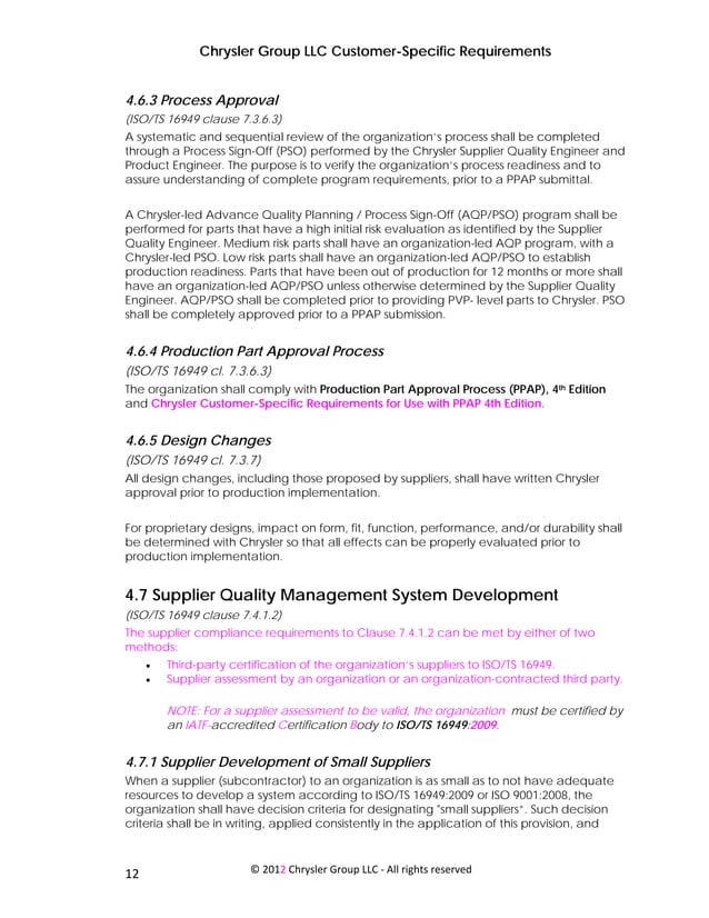 Customer specific requirements march 2012revised | PDF