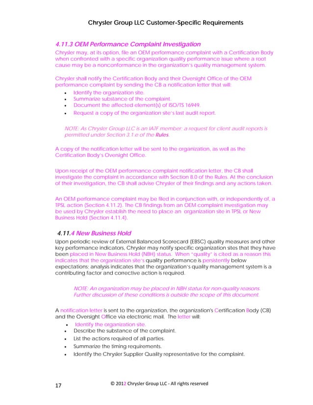 Customer specific requirements march 2012revised | PDF