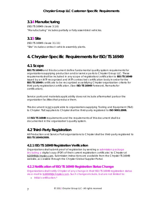 Customer specific requirements march 2012revised