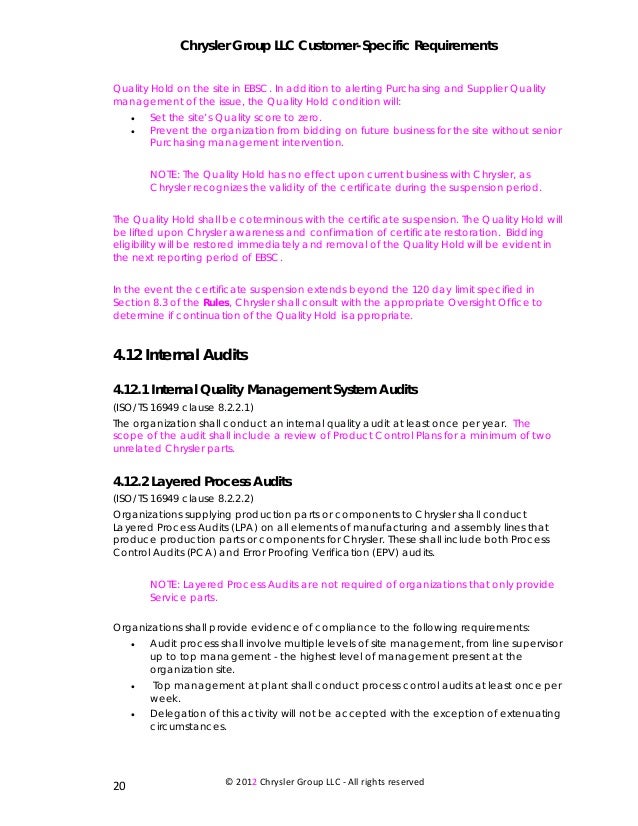Customer specific requirements march 2012revised