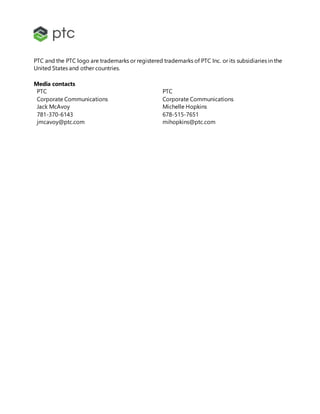 PTC and ServiceMax Announce New Connected Field Service Deployment | DOCX