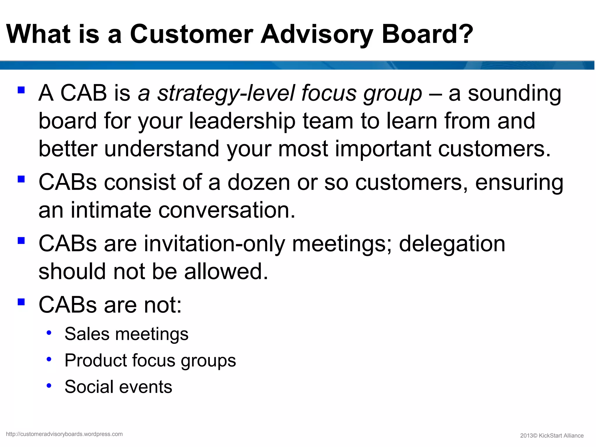 Customer advisory boards best practices | PPT