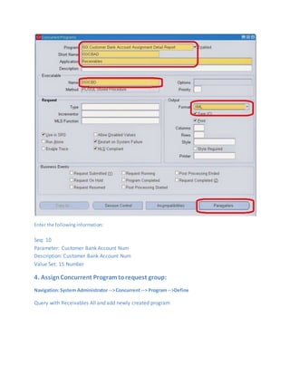 Customer bank account assignment detail report | DOCX