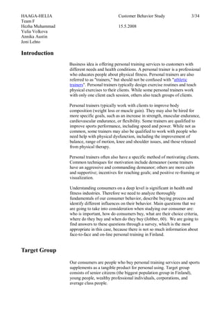 Customer Behavior Report | PDF | Physical Therapy | Wellness