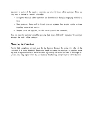 Customer complain 1 | DOCX