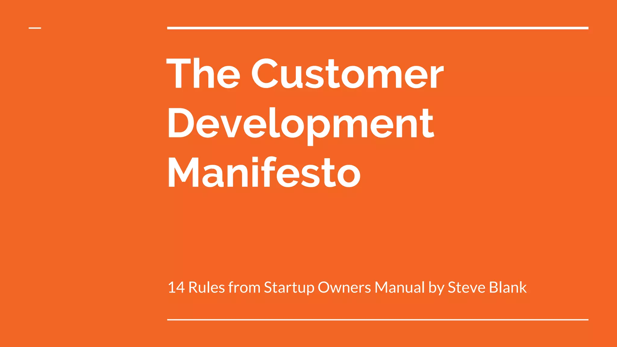 Customer development manifesto | PDF