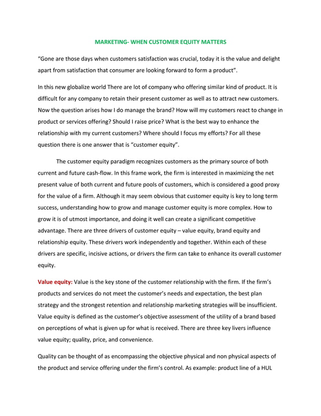 Customer Equity | PDF