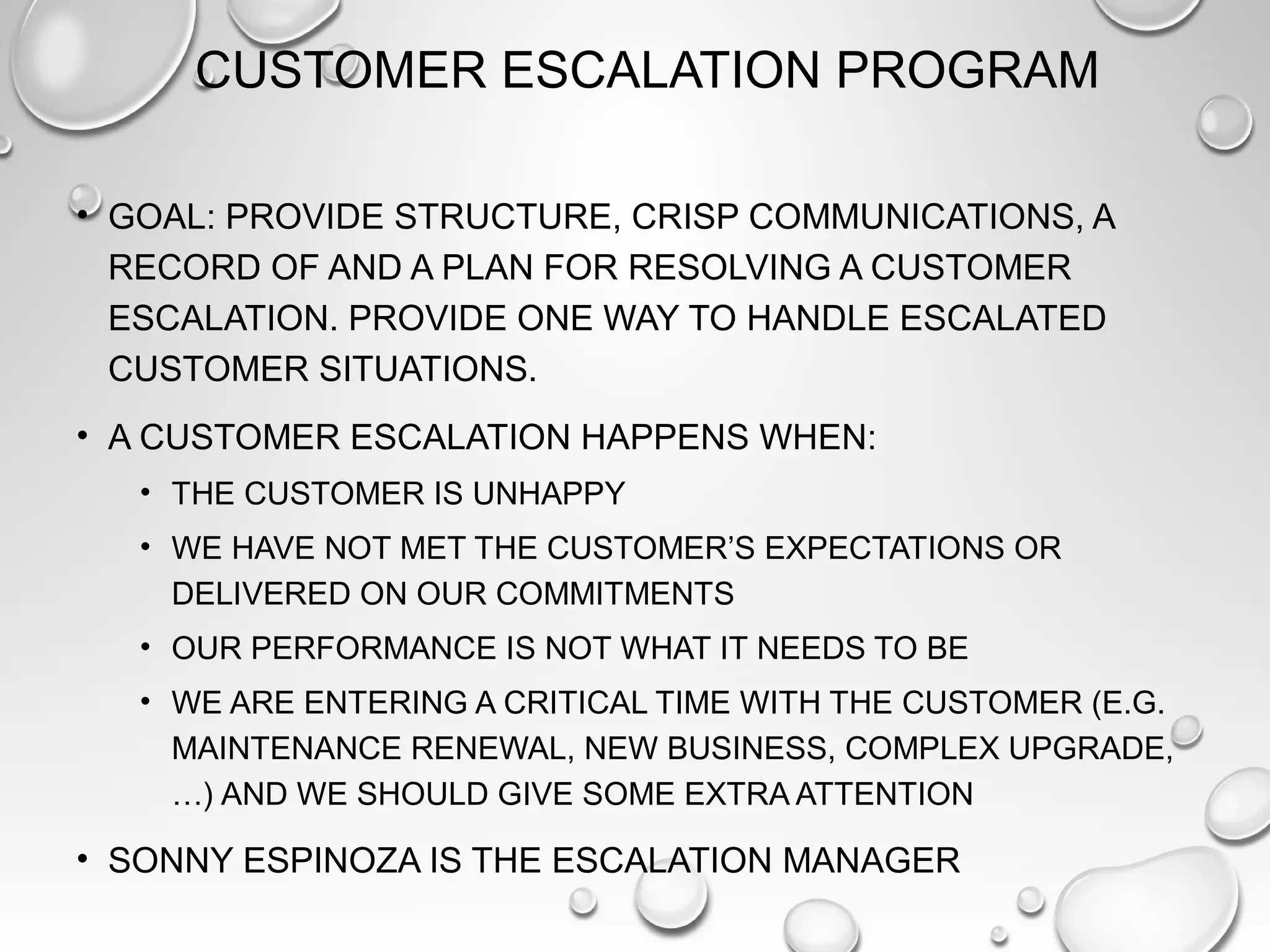 Customer escalations | PPT