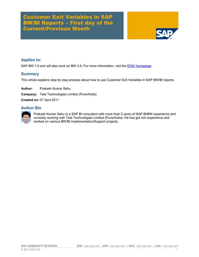 Customer exit variables in sap | PDF