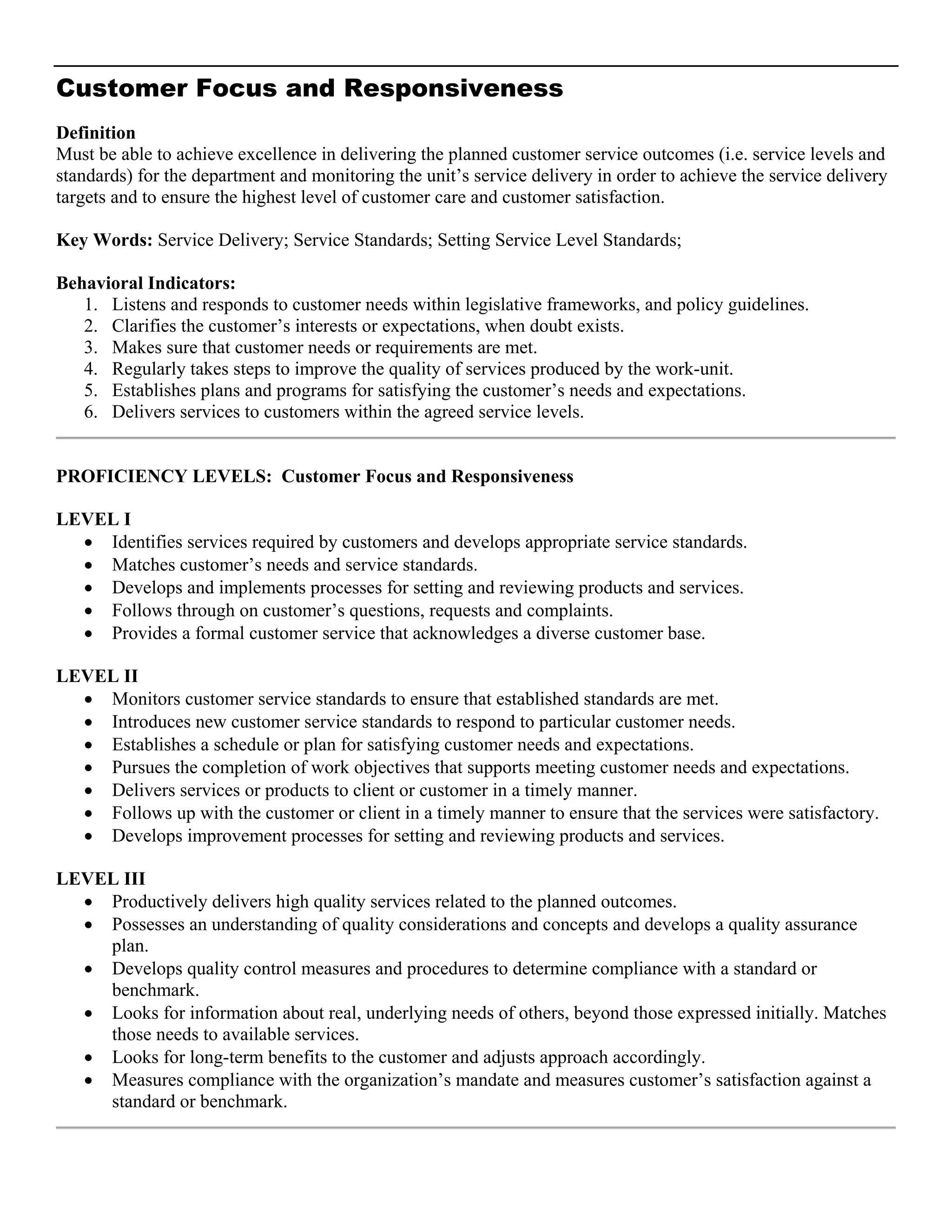 Customer Focus and Responsiveness | PDF