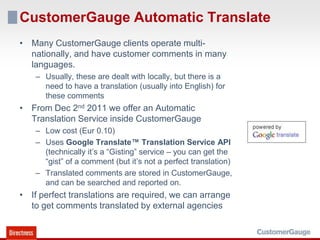 CustomerGauge Automatic Translation System | PPT