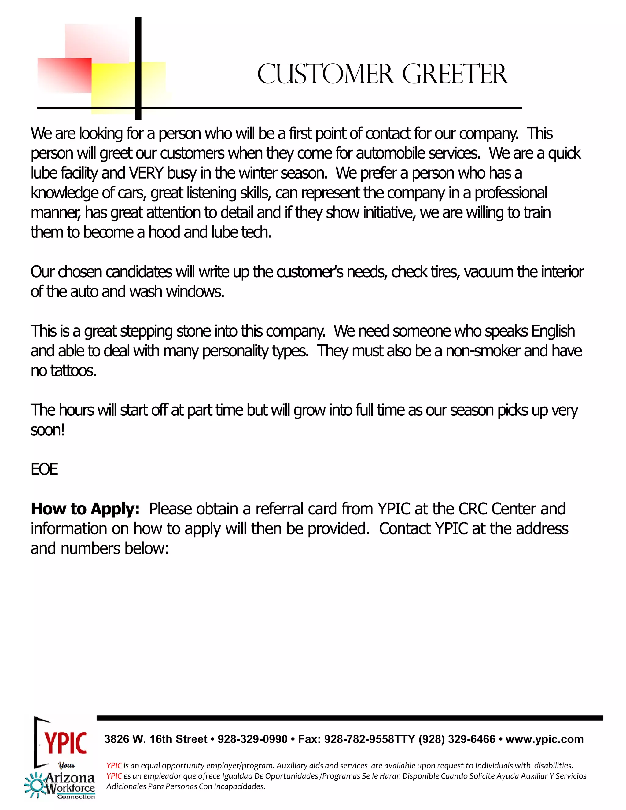 Customer greeter | PDF