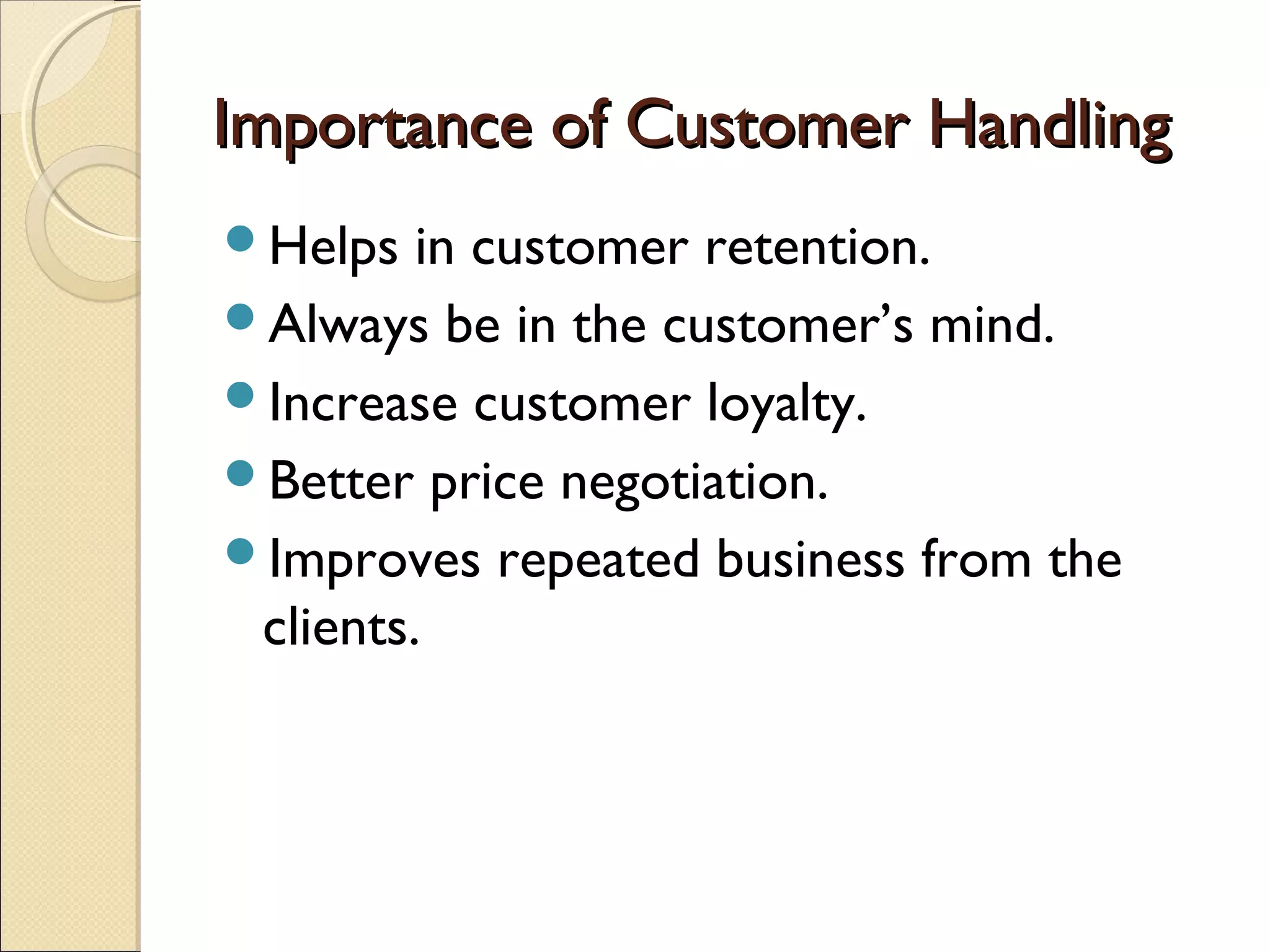 Customer handling | PPT | Business | Business and Finance