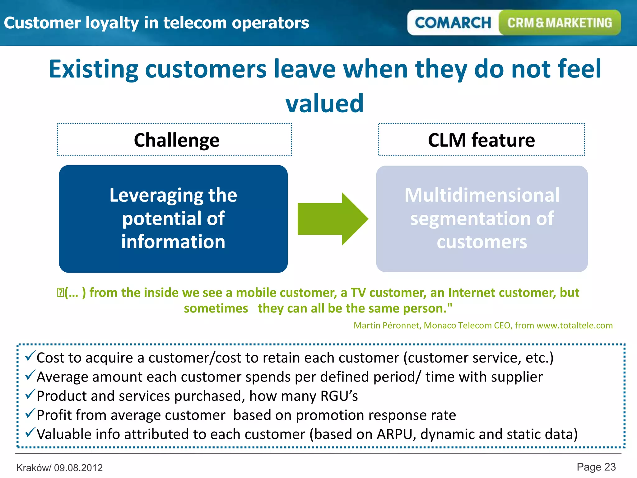 Customer loyalty in telecom operators comarch | PPTX