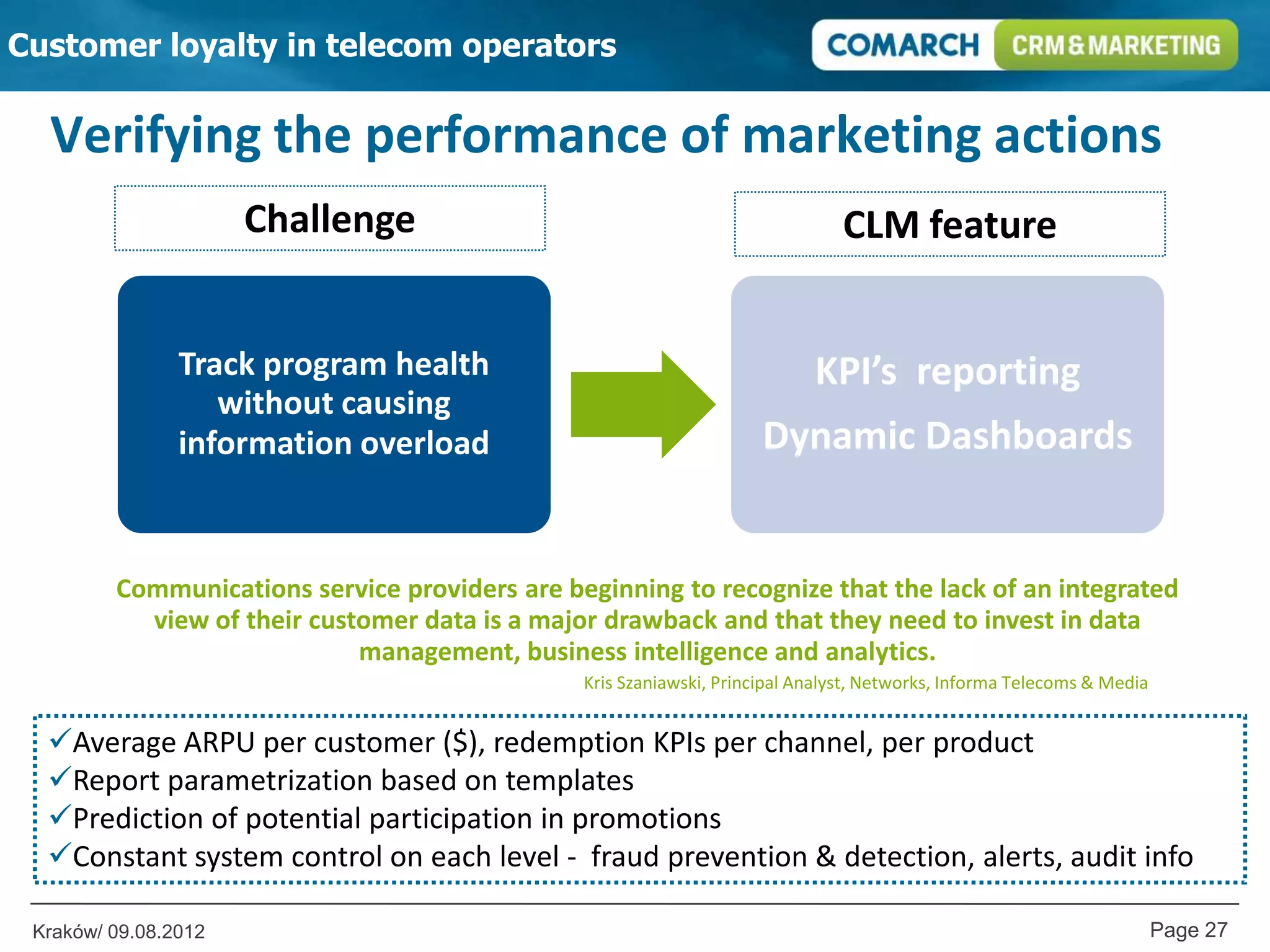 Customer loyalty in telecom operators comarch | PPTX