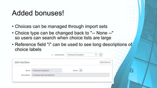 Customer maintainble choice lists | PPTX