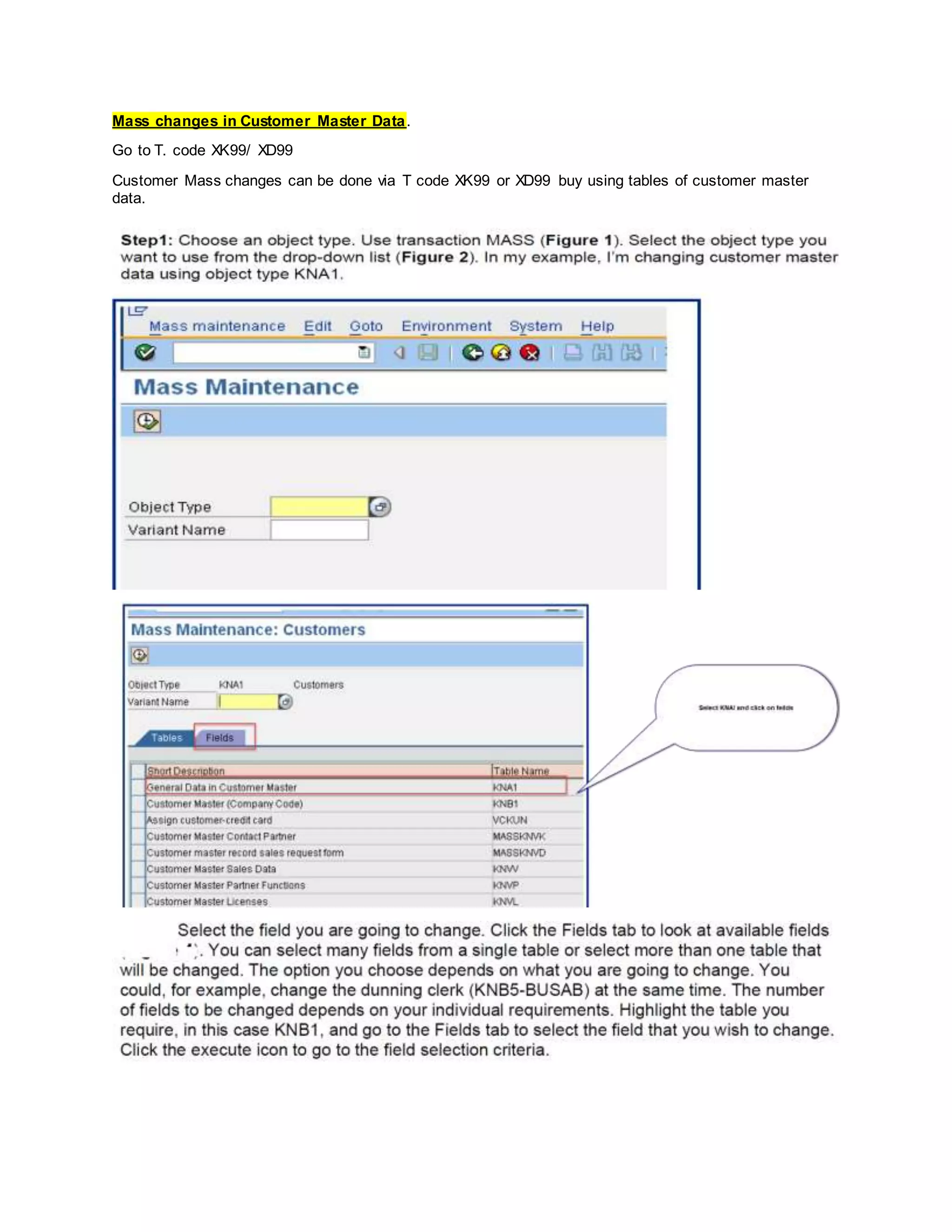 Customer master Data | DOCX
