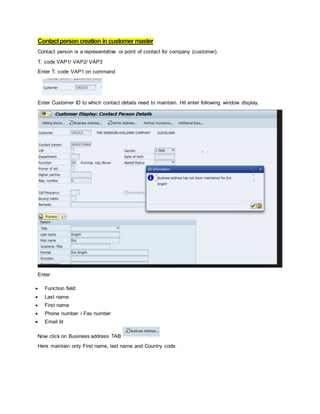 Customer master Data | DOCX