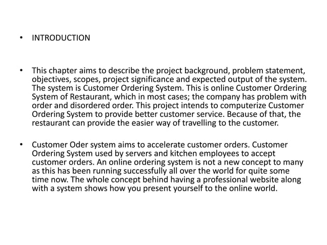 Customer ordering system | PPTX