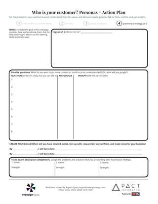 Understanding Your Customer: Personas and Action Plan Worksheet | PDF