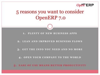 OpenERP 7 - New Features | PDF