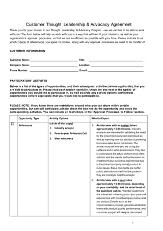 Customer Reference Agreement Template | DOCX