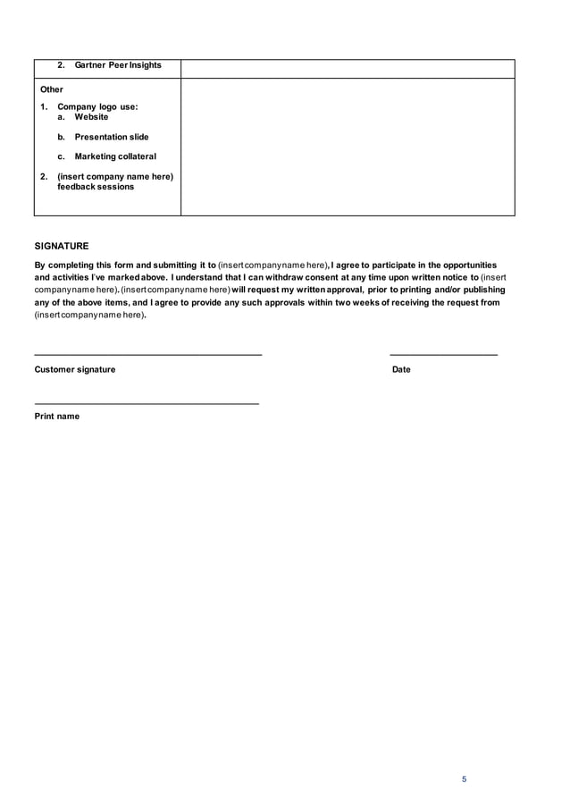 Customer Reference Agreement Template | DOCX