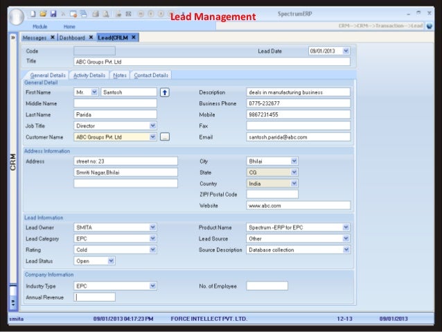 Spectrum- ERP Customer Relationship Management