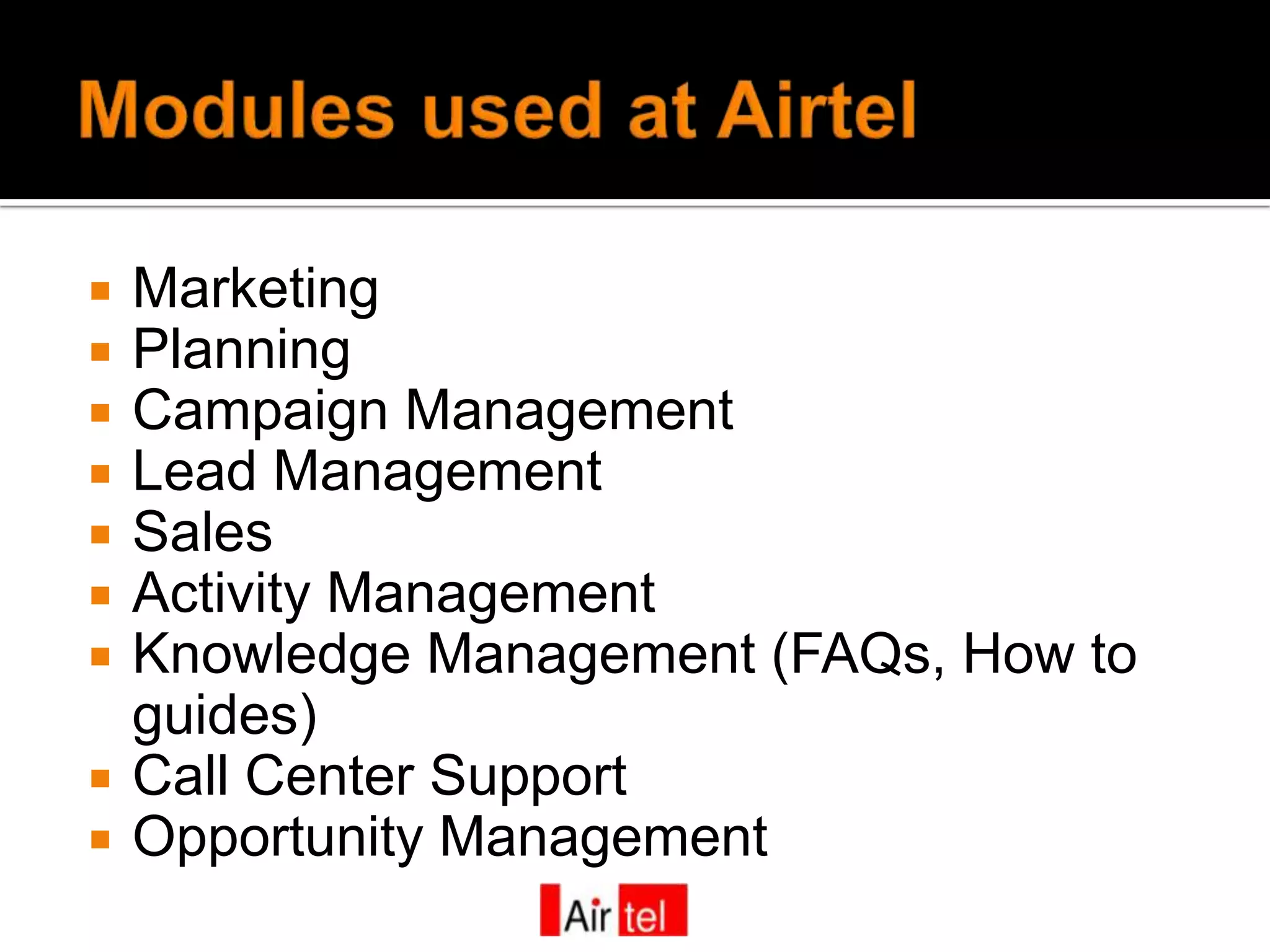 Customer Relationship Management (Airtel) | PPT